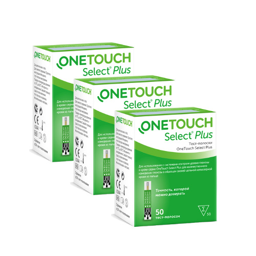 Набор тест-полоски One Touch Select Plus №50 из 3 уп - цена 1272 руб ...